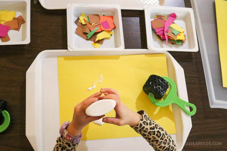 Colorful Fall Collage Art with Toddlers