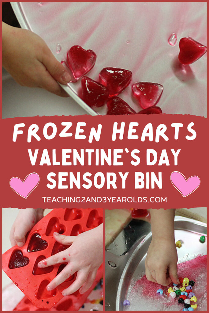 Preschool Valentines Sensory Bin with Frozen Hearts