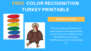 Thanksgiving Turkey Printable that Works on Color Skills