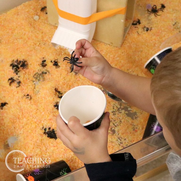 Hands-On Spider Sensory Bin {Fine Motor Fun!}