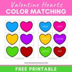 Matching Hearts Valentine Color Sorting Printable