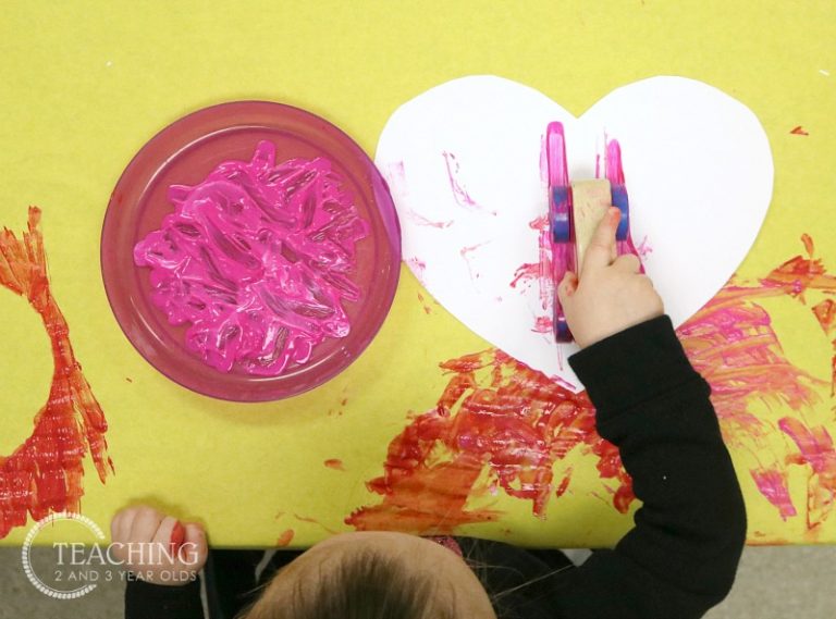 Valentine's Day Art for Toddlers (Painting Hearts with Cars)