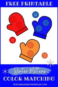 Printable Mitten Winter Color Matching Activity