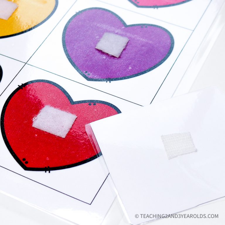 Matching Hearts Valentine Color Sorting Printable