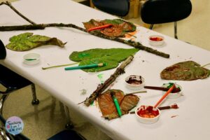 Nature Art for Toddlers Using Leaves and Paint